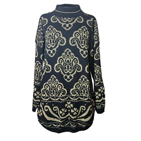 Dana Scott | Sweaters | Vintage Gold Metallic Knit Sweater Size Medium ...